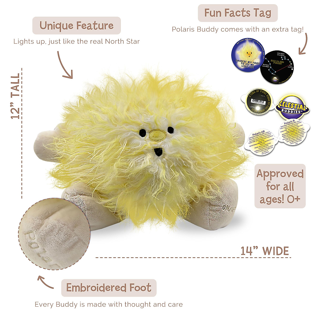 Celestial Buddies Polaris Buddy Light Up Science Astronomy Space Solar System Educational Plush Star Planet Toys
