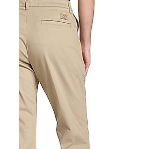 Dickies Women's Flat Front Stretch Twill Pant Slim Fit Bootcut, Desert Sand, 6