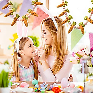 Glaciart One Felt Ball & Carrot Garland - Fun Party Decorations for Easter, Spring & Birthdays - Home Decor for Living Room, Bedroom, Baby Room - 100% Natural Wool Pom Poms with Cotton String - 9 Ft.