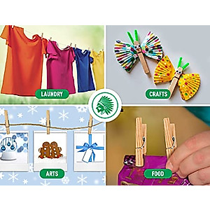 Eldorado Clothespins, Standard Natural Wooden, Stain Proof, 3 inch, 200 Value Pack, for Multipurpose Everyday Laundry, Clothes, Towels, Craft, Photos, Pictures, Decor, Baby Shower, Art Wall