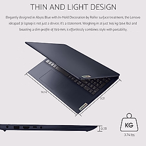 Lenovo IdeaPad 3 15.6 Inch FHD Touchscreen Business Laptop, Intel Core i5, 16GB RAM, 1TB SSD, Windows 11 Pro, HDMI, SD Card Reader, Abyss Blue, PCM