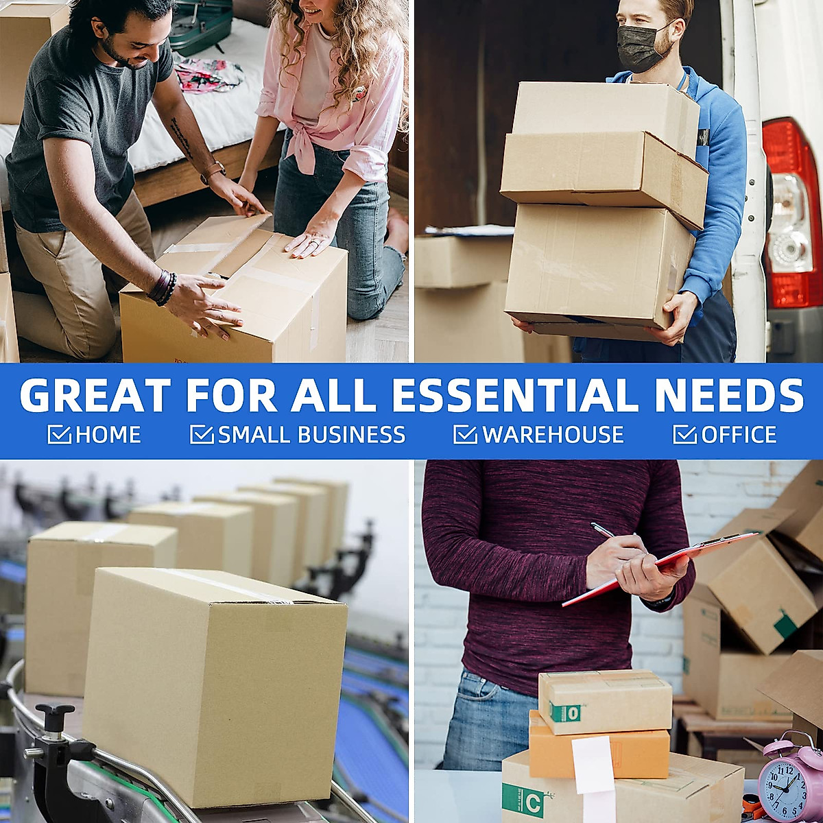 Printholic Packing Tape 6 Rolls Heavy Duty Shipping Packaging Tape 1.88" x 54.6 Yards, 3" Core, Clear, for Moving Packaging Shipping Office Storage, Transparent Tape Refills for Dispenser