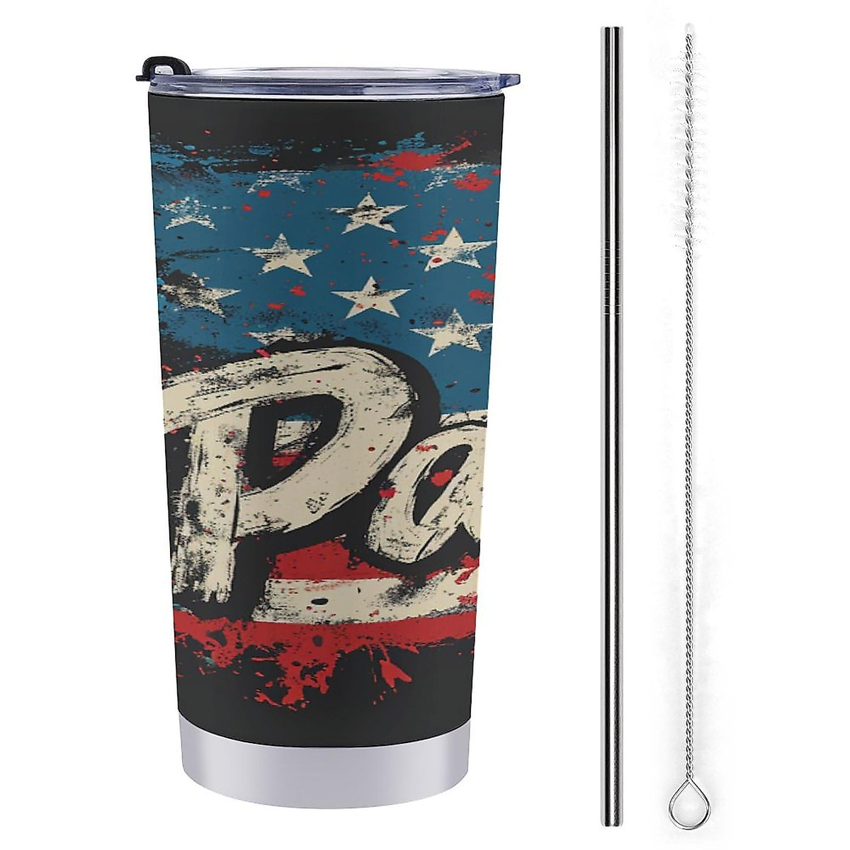 zxxpensy 20 Oz Tumbler Travel Cup United States Patriot Water Bottle, Stainless Steel Vacuum Insulated Coffee Mug with Straw Lid And Cleaning Brush