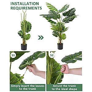 Artificial Tree-Faux Plants Indoor Outdoor- Keloteven 5FT Artificial Monstera Fake Tall Tree 16 Leaves - Artificial Plants for Home Decor, Office, Living Room and Pito Decoration, MD145