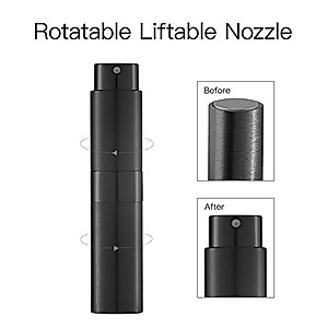 LISAPACK 8ML Brushed Atomizer Perfume Spray Bottle for Travel, Empty Refillable Cologne Dispenser, Portable Sprayer (Black)
