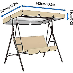 XYQSBY Patio Swing Canopy Waterproof Top Cover Set, Courtland Swing Replacement Awning Canopy Cover/Seat Cover, Swing Chair Glider All Weather Protection Outdoor Garden Covers (Blue, 55.9×47.2×7.1in)