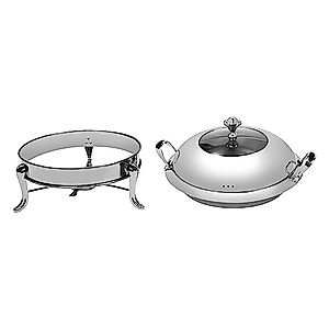 2.64Qt Chafing Dish Buffet, Stainless Steel Round Chafers, Food Warmer, Chafer Buffet Catering Warmer, Durable Buffet Warmer Tray for Hotels, Family Gatherings, Banquets, Outdoor, Etc (Silver)