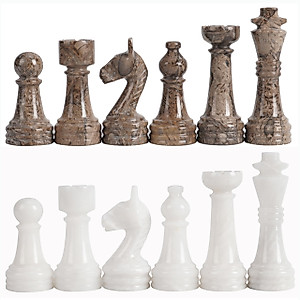 Radicaln Marble Chess Figures 3.5'' Inches Oceanic and White Handmade Chess Set Figures for Travel Chess Set - Chess Pieces for Chess Game, Chess Figure for Chess Board Game