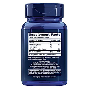 Life Extension Enhanced Zinc Lozenges - Support Healthy Immune System - Peppermint-Flavored - Gluten-Free, Non-GMO, Vegetarian Lozenges - 30 Count