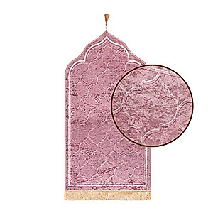 Muslim Prayer Rug Islamic Mat for Muslim Prayers Great Ramadan Gift for Muslim Men Women Portable Prayer Mat Rug Turkish Pocket Praying Rug Thick Large Padded Sajadah Muslim Prayer Rug Velvet Carpet