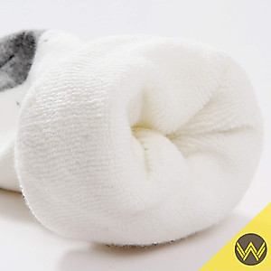 WANDER Men's Cushion Crew Socks 6-Pack Running Socks Men Cotton Athletic Sport Work Shoes White 8-13