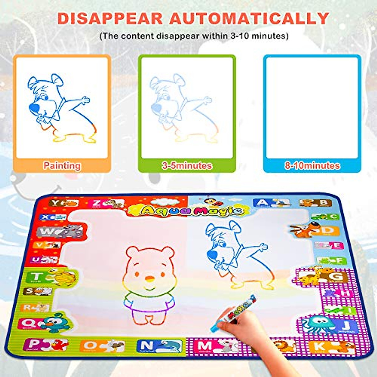 Ayeboovi Toddler Toys Water Drawing Mat Toy for 3 4 5 Year Old Girl Magic Toddler Painting Kit