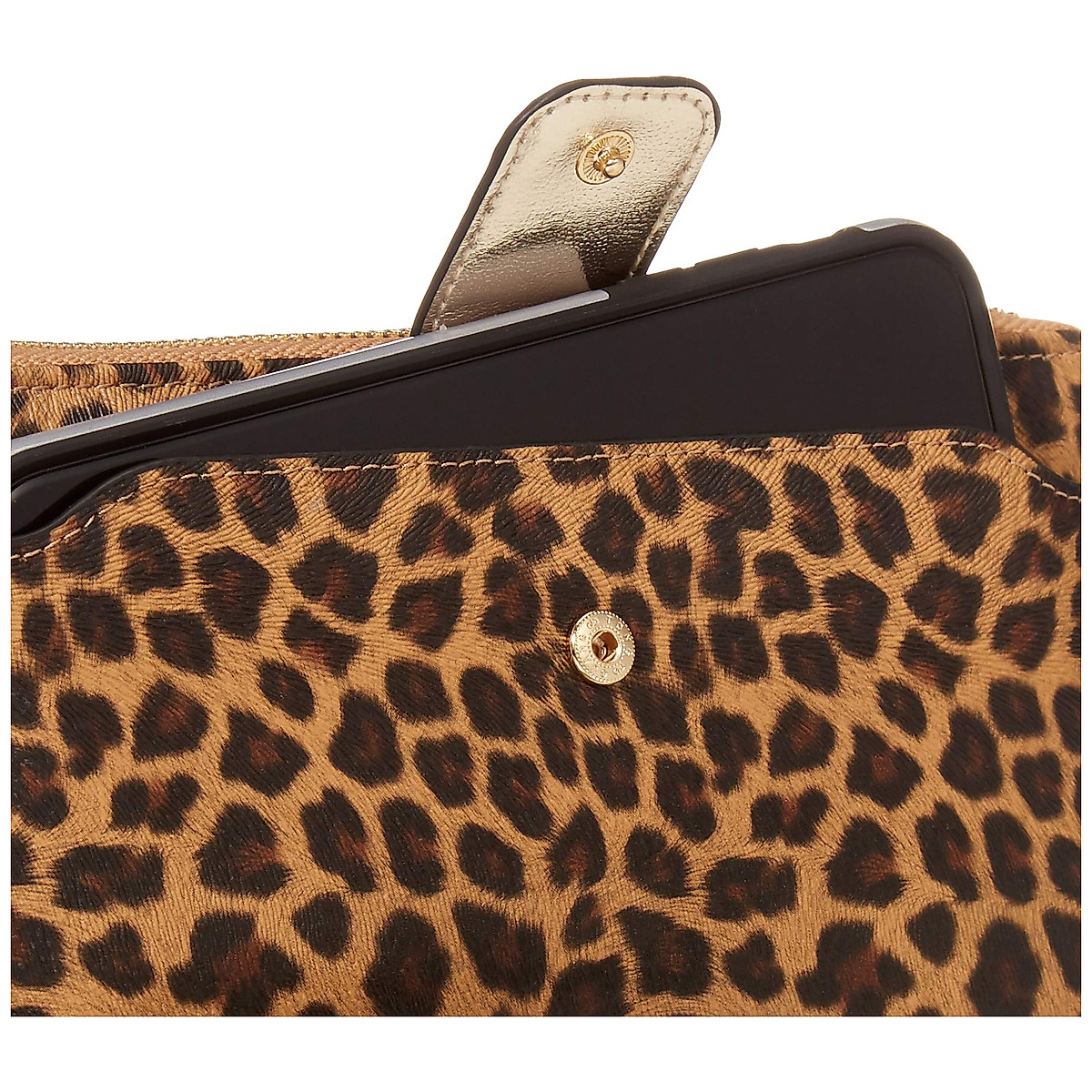 Amazon Essentials Women Wristlet Wallet with Cell Phone Holder Zip Around Wallet PU (Brown Leopard)