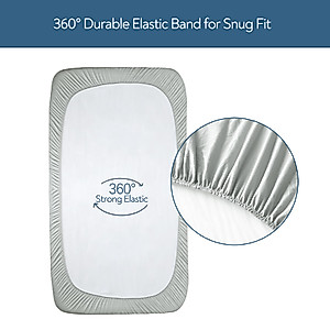 Stretchy Crib Sheets for Boys Girls, 2 Pack Baby Crib Sheets Fitted for Standard Crib and Toddler Bed Mattress 52" x 28", Soft and Breathable Fitted Crib Sheets Neutral, Grey