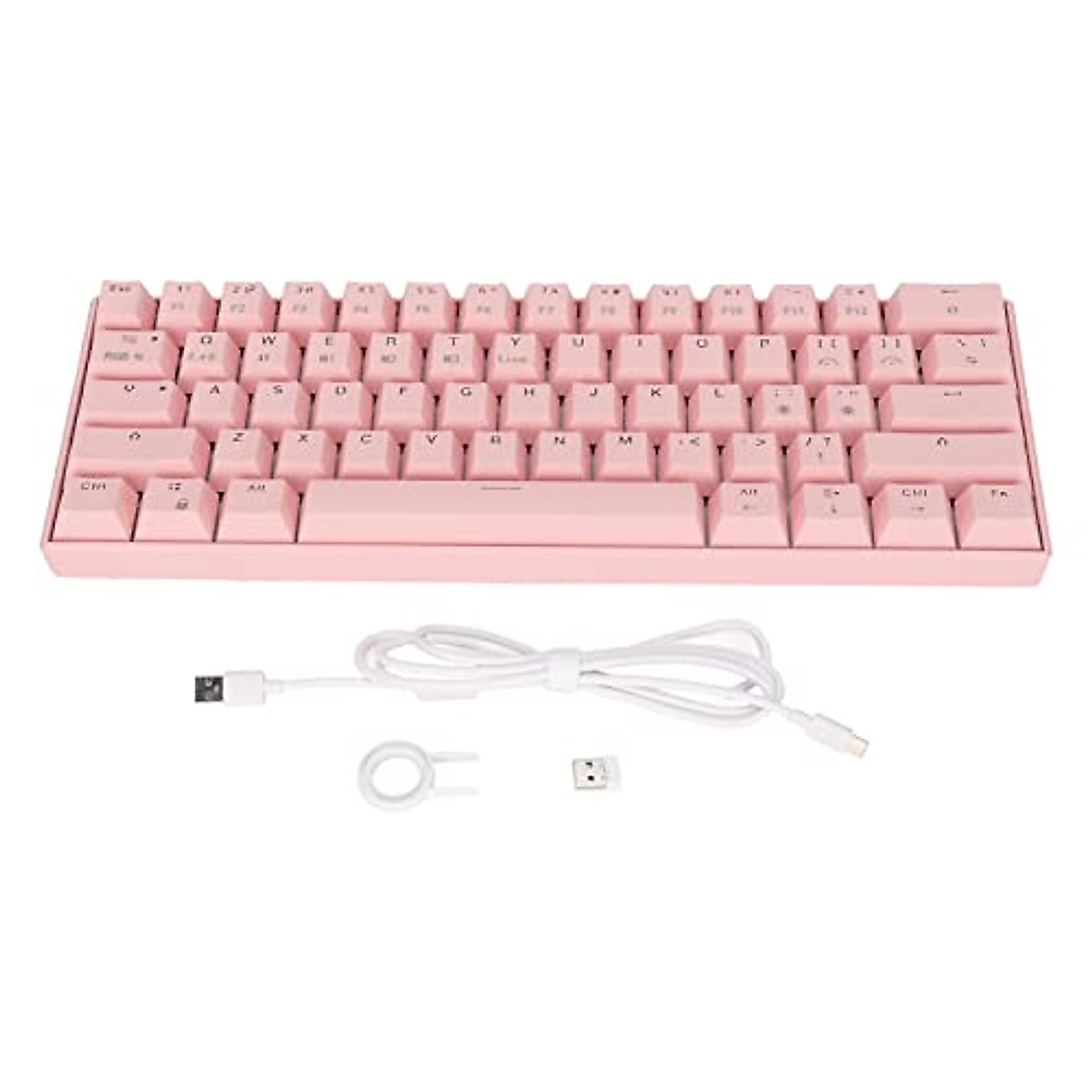 Kafuty-1 Mechanical Gaming Keyboard 60%, 61 Keys RGB Backlit Mini Ergonomic Wireless/Wired Bluetooth Keyboard, for PS4 PC Mac Gamer, Typist, Travel (Green axis)