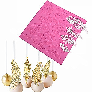 AK ART KITCHENWARE Feather Silicone Cake Lace Mat for Decorating Cake Molds Cupcake Decorations Cookie Tools Pink BLM-28