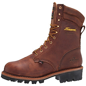Thorogood Logger Series 9” Waterproof Insulated Steel Toe Work Boots for Men - Premium Leather with 400g Thinsulate and Vibram Slip-Resistant Heel Outsole, Trail Crazyhorse - 10.5 XW US