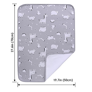 2Pcs Diaper Changing Pad Soft Cotton Waterproof Baby Changing Pad Liners Portable Changing Mat (L, White)