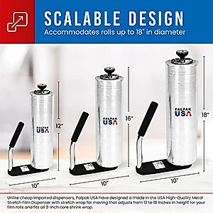 Made in USA! Industrial Strength Stretch Film Dispenser - Palpak100 Light Weight Pallet Wrapper – Tension Knob Adjustment Wrap Handle (1 Pack)