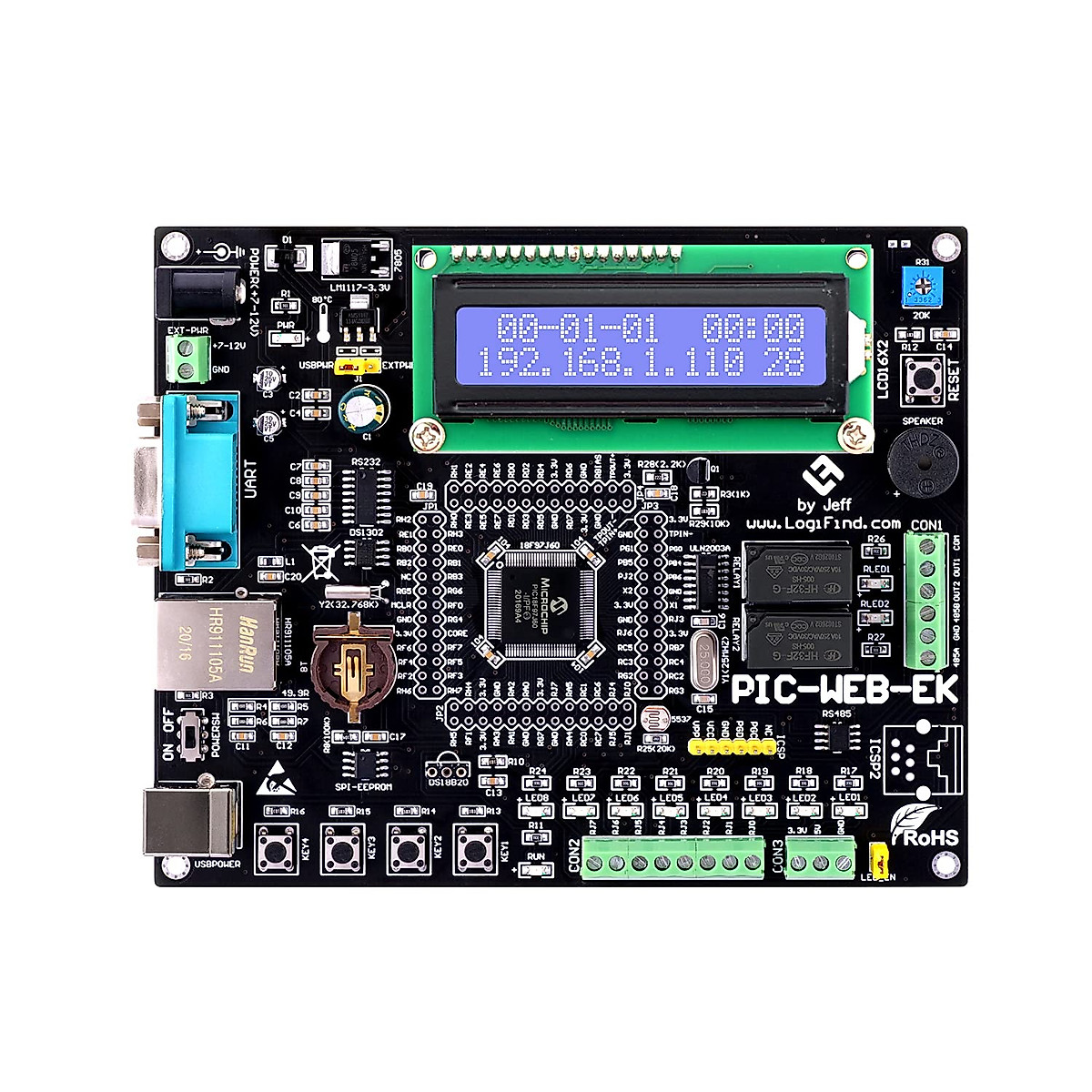 PIC Ethernet Development Board PIC-Web-EK for PIC18F97J60 Web Server Controller