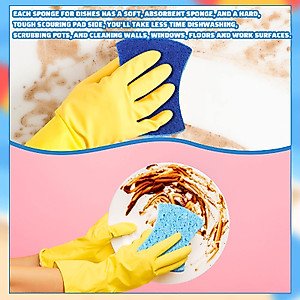 Rtteri 50 Pcs Dish Sponges Kitchen Sponges for Dishes Non Scratch Dish Sponge Dishwashing Sponge Dish Scrubber Scrub Sponge Household Cleaning Sponges for Kitchen Bathroom Car Essentials Supplies