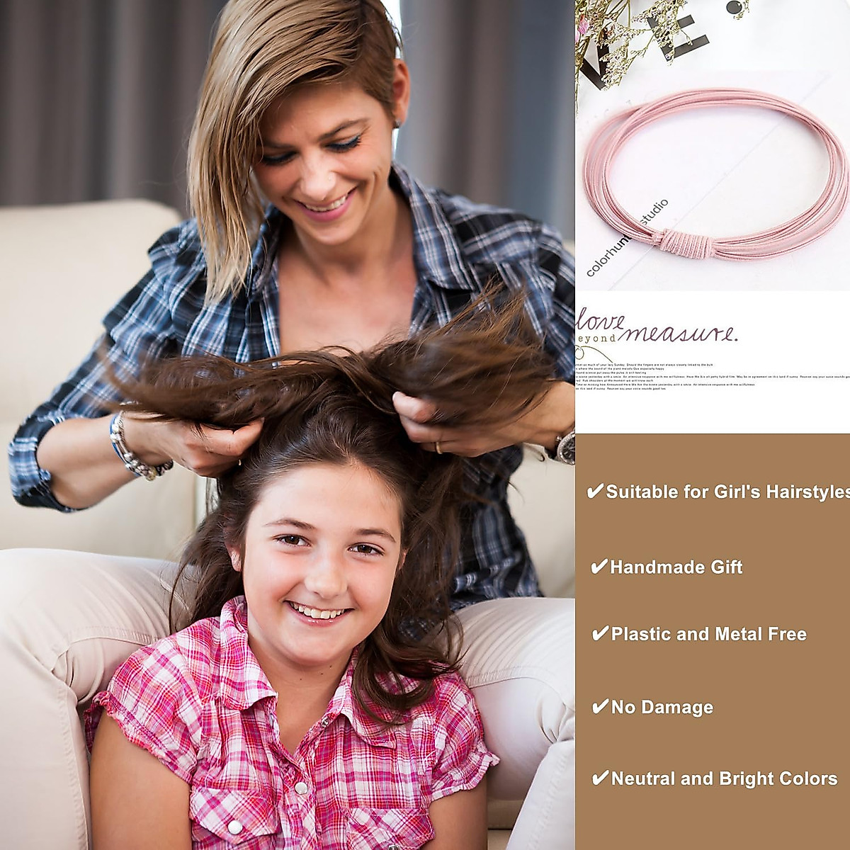 WDGROW Hair Ties Bracelets No Dmamage,Large Hair Tie for Women,Men,Girls,Seamless,Pony Tails Tie,Handmade Scrunchies,No Plastic,for Thick Curly Hair,20Pcs,4-1 Design (Black Gray Brown)