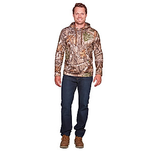 Colosseum Realtree Men's Essential Camo Lightweight Performance Pullover Hoodie (RT Edge, Medium)