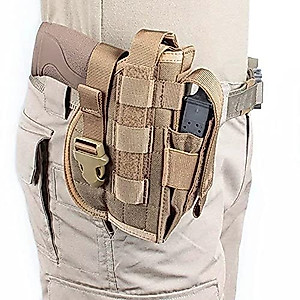 ACEXIER Universal Tactical Gun Holster Right Hand Molle Pistol Holster Combat Airsoft Waist Belt Holster for 1911 45 92 96 G1ock(Khaki)