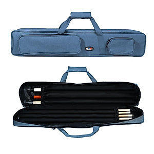 GSE Games & Sports Expert 3x4 Soft Pool Cue Case Billiard Pool Cue Stick Carrying Bag- Holds 3 Butts and 4 Shafts, Billiard Cue Cases, Billiards Accessories (Blue)
