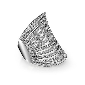 Bling Jewelry Geometric Fashion Cubic Zirconia Pave CZ Full Finger Armor Cocktail Statement Wide Multi Band Ring For Women Teen .925 Sterling Silver