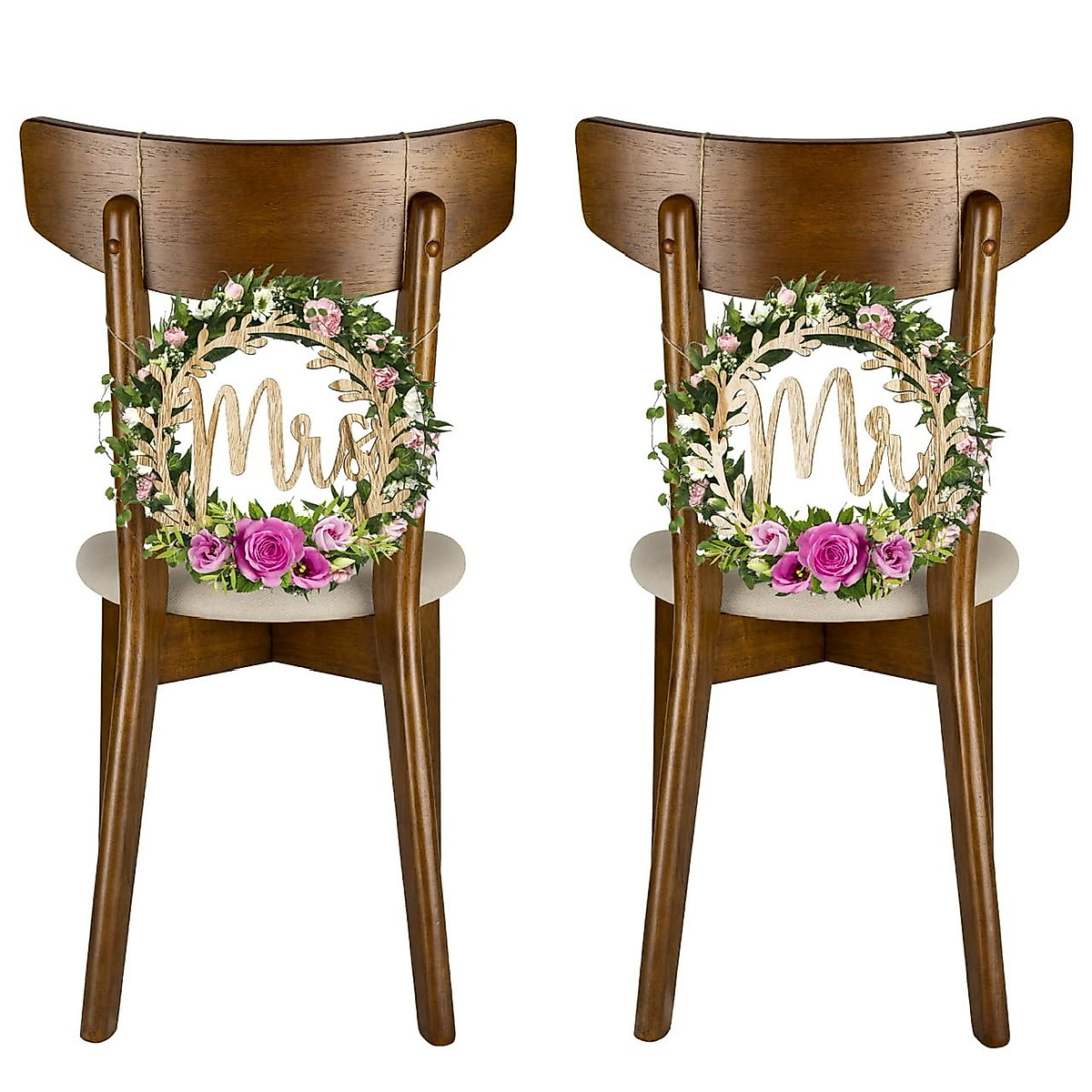 Forever Craft Bride and Groom Chair Signs - Mr and Mrs Sign, Mr and Mrs Chair Signs, Bride Chair Decor, Groom and Bride Chair Sign, Wedding Signs