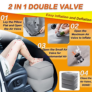 Inflatable Travel Pillow, Kimiandy Travel Essentials for Kids & Adults,Airplane Footrest Can Be Adjustable Height,Leg Rest Airplane Pillow for Travel/Cars/Office/Hotel (Grey)