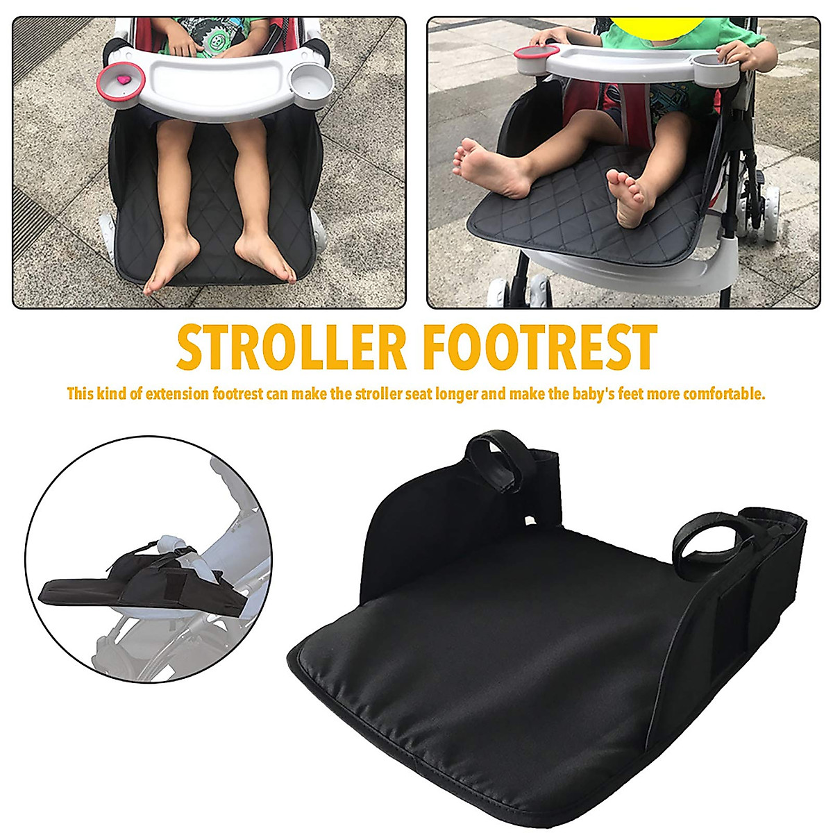 ACJLHY Baby Stroller Footrest,Adjustable Leg Rest Extension Foot Rest, Universal 3 in 1 Annex Mat Footmuff Cover Bunting Bag Waterproof Windproof Cold-Proof Detachable 13.78x11.81 Inch (Pack of 1)