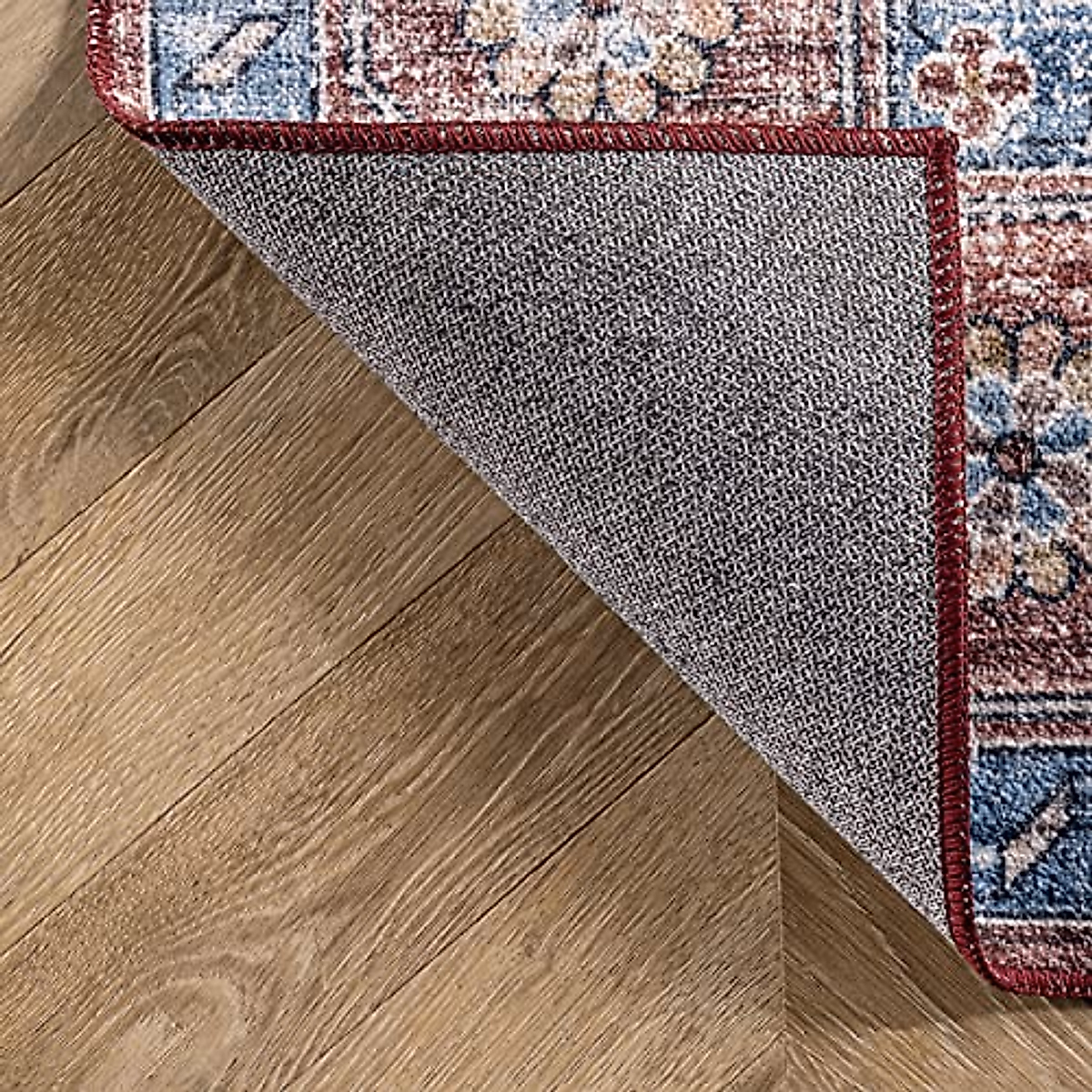 nuLOOM Zena Medallion Machine Washable Ultra Thin Area Rug, 8x10, Rust