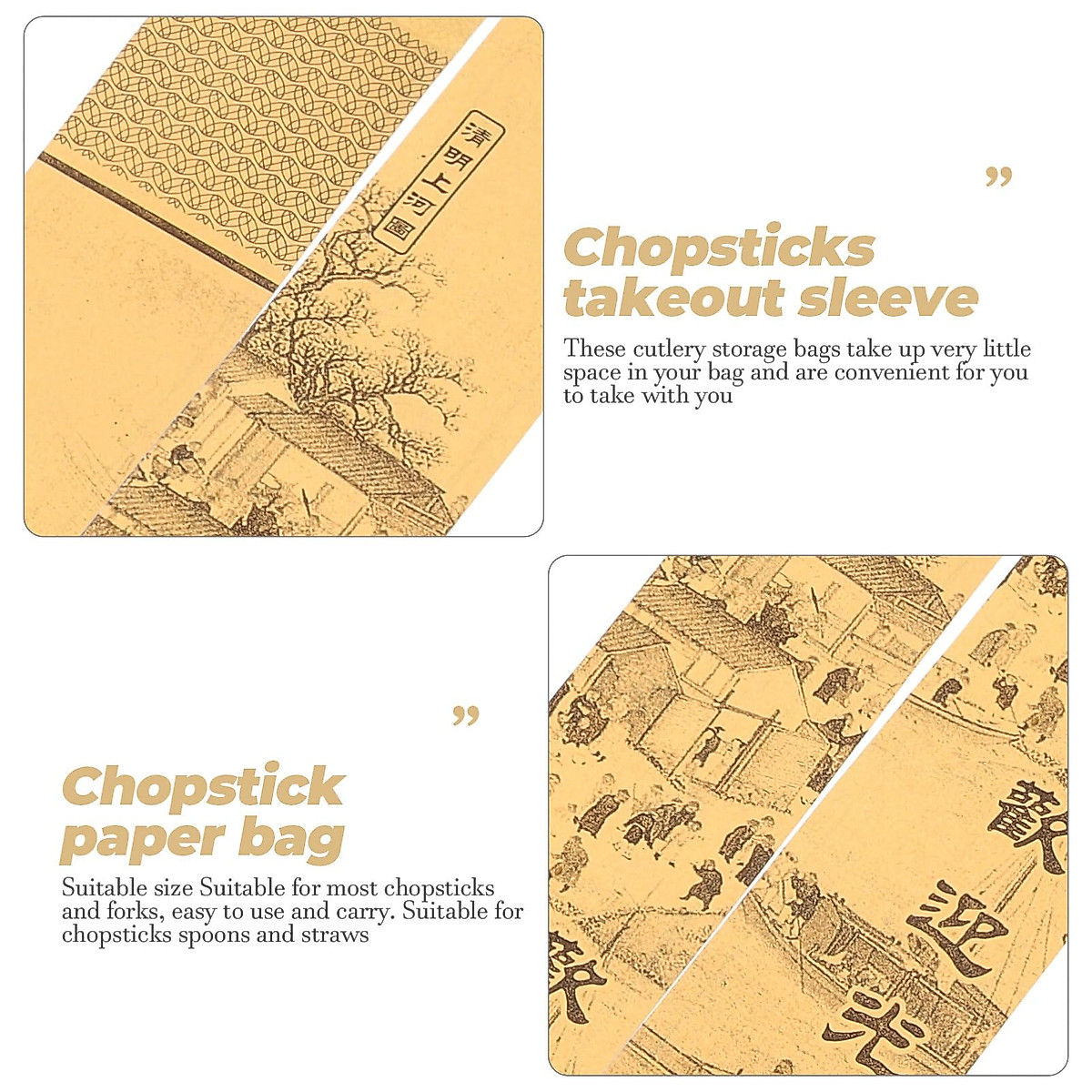 500Pcs Disposable Chopstick Sleeves Chinese Chopsticks Chopsticks Pockets Bulk Chopsticks Bags for Chinese Restaurant