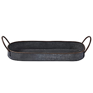 Tcrogsciss Metal Iron Tray, Coffee Table Tray Decorative Trays for Home Decor Serving Tray with Handles, Oval