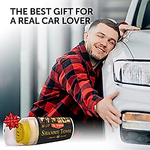 Premium Chamois Cloth for Car Drying - 26”x17” - Super Absorbent Reusable Shammy Towel for Car + Storage Tube - Scratch-Free Car Shammy Towel