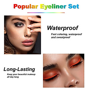 AWCCXMYM 12 Colors Eyeliner Pen Set,Glitter Eyeliner Pencil,Eye Liners for Women Waterproof Colored Eyeliners Long-Lasting Professional Eye Makeup Set for Women