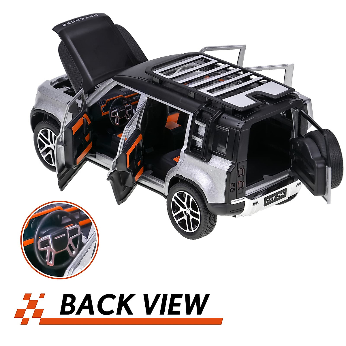 1/24 Diecast Model Car Pullback Vehicle Toy Collection for Land Rover New Defender 110, Kids Gift, with Sound and Light