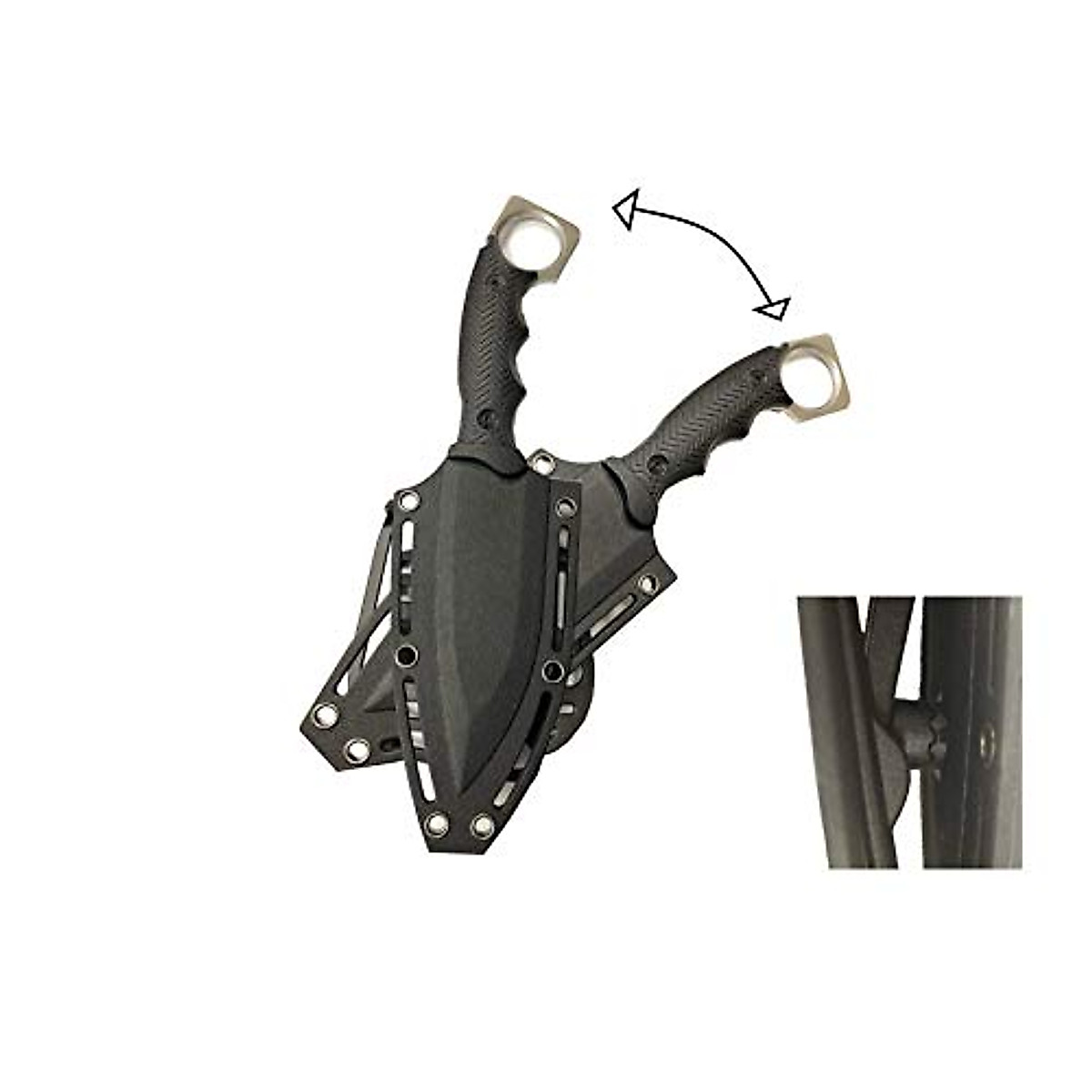 S-TEC 9" Full Tang Tactical Knife with ABS Swivel Sheath - GEN 2 - (Brilliant Silver)