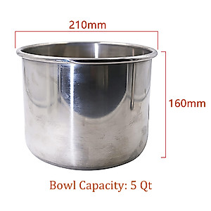 Hakka Commercial Dough Mixer, 5 Qt Spiral Mixer Food Mixer Machine Dual Rotating Dough Kneading Machine with Food-grade Stainless Steel Bowl, Security Shield & Timer