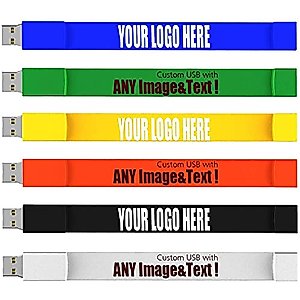 MEINAMI Customised Wristband USB Flash Drive Personalised Silicone Memory Stick, Custom Thumb Drive with Logo Printed 4GB 50 Pack