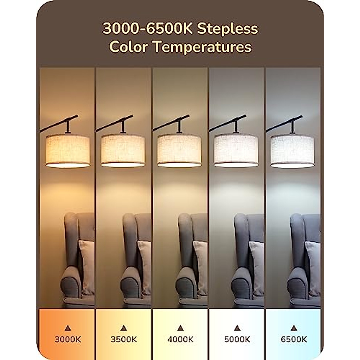 EDISHINE Modern Dimmable Floor Lamp, 63.8" Standing Lamp with Remote Control, E26 Socket, ACR Floor Lamp with Beige Shade for Bedroom, Living Room, Office, LED Bulb Included (Black)