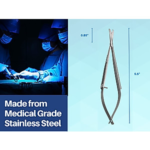 Spring Action Micro Snip Stitch Removing Castroviejo Scissors 5.5 Inches for Fine Stitch Removal, Embroidery, and Micro Surgical Sutures by Artman Instruments