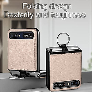 DENUVI Slim Finger Ring Holder Leather Case for Samsung Galaxy Z Flip 3 Flip4 Flip 4 Flip3 5G Folding Cell Phone Cover,red,for Samsung Z Flip 3