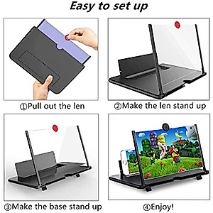POTUINOM 18 Inch Phone Screen Magnifier 3D HD Enlarger Projector Foldable Phone Stand Holder with Screen Amplifier Compatible with All Smartphones