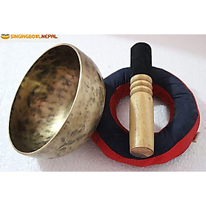 Solar Plexus Chakra E Note Auntic Hand Hammered Tibetan Meditation Singing Bowl 7 Inches - Yoga Old Bowl By Singing Nepal