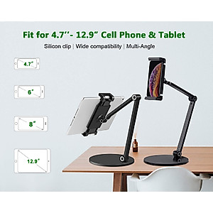 Multi-Angle Tablet Stand Holder for 4.7"-12.9" Screen iPad Pro, Microsoft Surface Series, iPhone, iPad, Samsung,Nintendo Switch, Kindle, eBook Reader (Black)