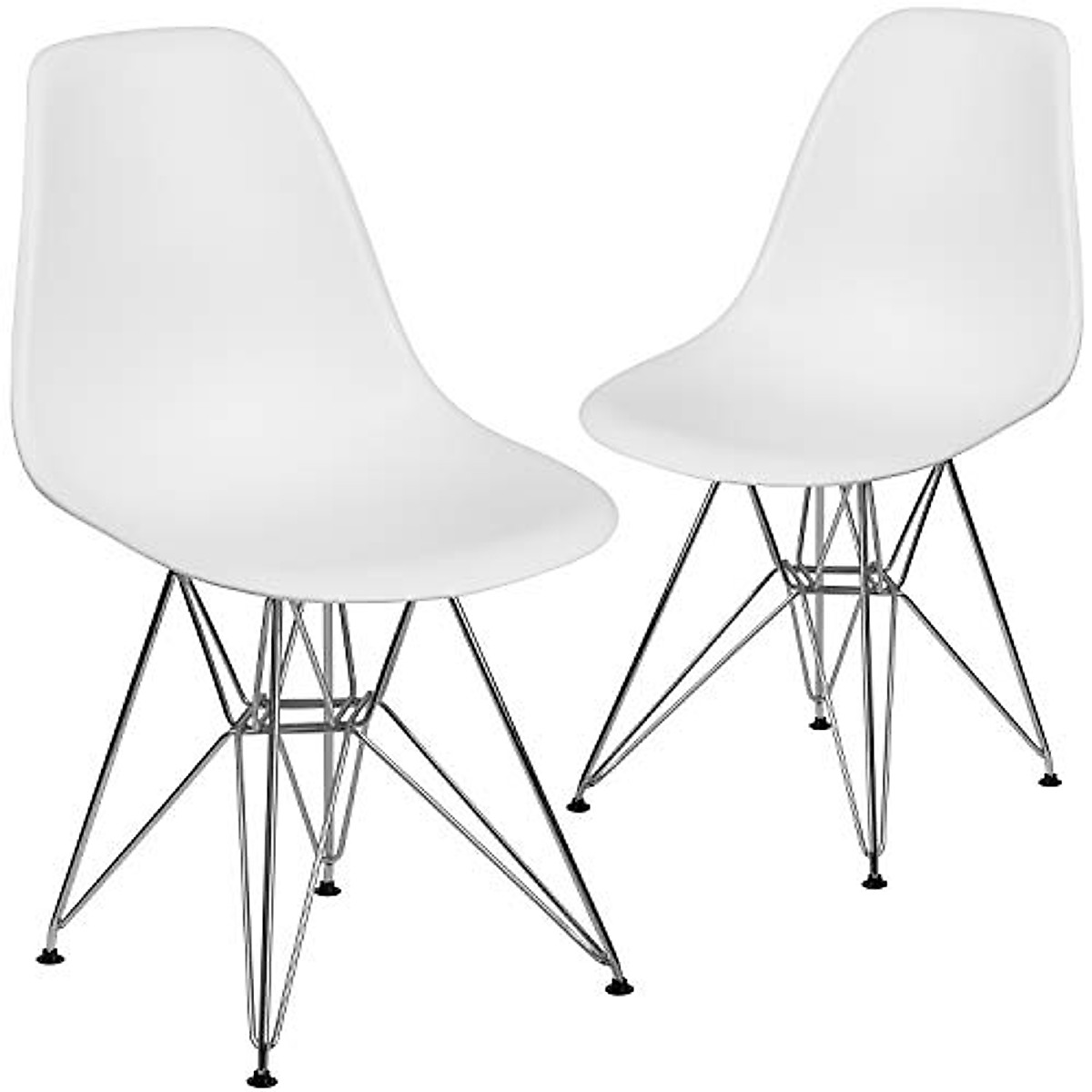 Flash Furniture 2 Pack Elon Series White Plastic Chair with Chrome Base