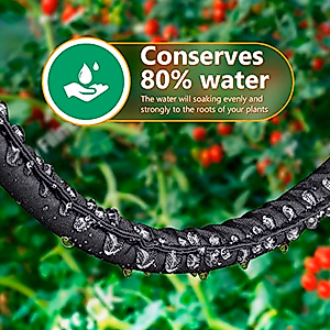 JAZIPO Premium Soaker Hose 100ft (50ft x 2Pack), Efficient Garden Drip Hoses Irrigation, Heavy Duty Watering Hose Save Water For Garden Bed, Leakproof Double Layer Flexible Trickle Hose with Holes